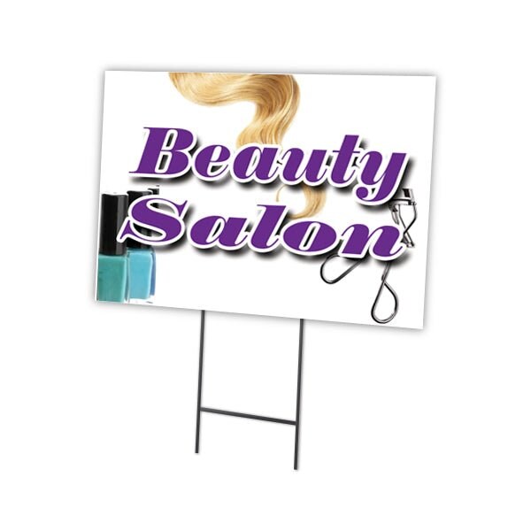 Signmission Beauty Salon Yard Sign & Stake outdoor plastic coroplast ...
