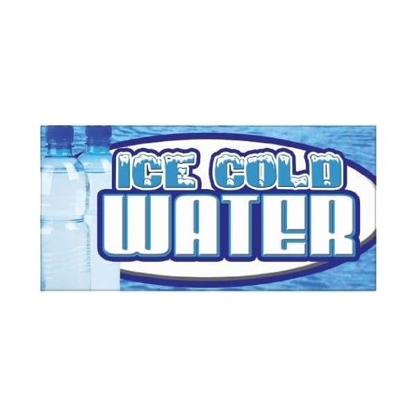 Signmission ICE COLD WATER DECAL sticker bottled water stand cart ...