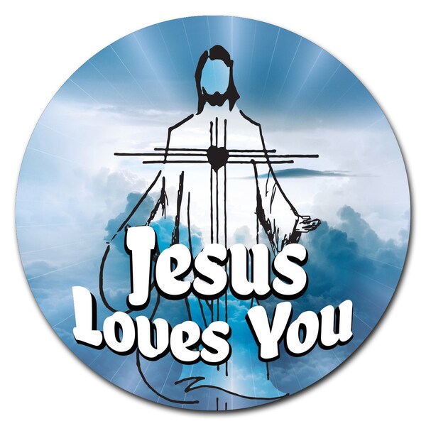 Signmission Jesus Loves You Circle Vinyl Laminated Decal D-24-CIR-Jesus ...