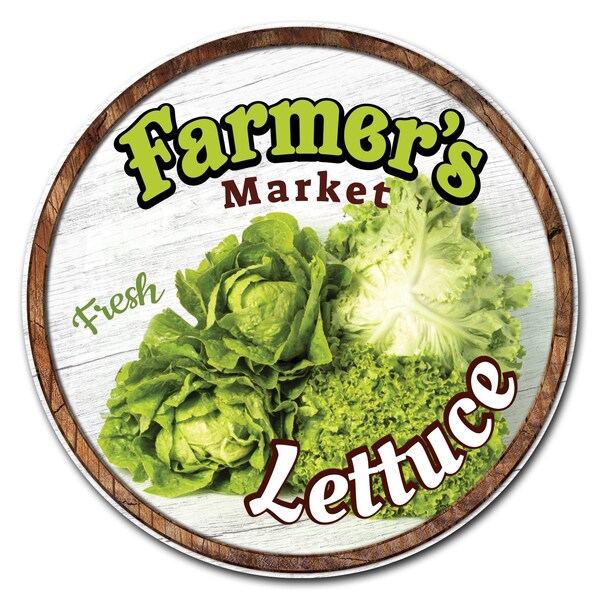 Signmission Farmers Market Lettuce Circle Vinyl Laminated Decal, D-12 ...