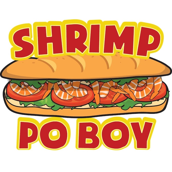 Signmission SHRIMP PO BOY Concession Decal sign cart trailer stand ...