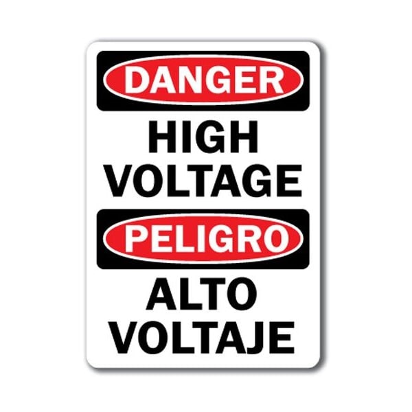 Signmission Safety Sign, 14 in Height, Plastic, High Voltage Bilingual ...