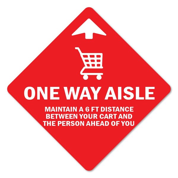 Signmission One Way Aisle Non-Slip Floor Graphic, 6PK, 7 in L, 7 in H ...