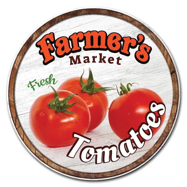Signmission Farmers Market Tomatoes Circle Vinyl Laminated Decal, D-16 ...