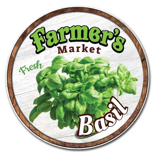 Signmission Farmers Market Basil Circle Vinyl Laminated Decal, D-12-CIR ...