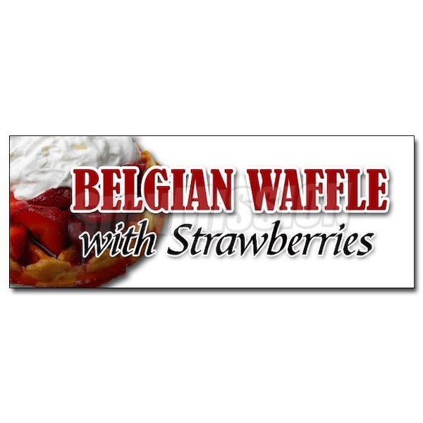 Signmission BELGIAN WAFFLE WITH STRAWBERRIES DECAL sticker whip cream ...