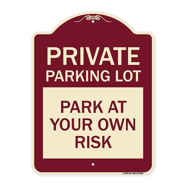 Signmission Designer Series Private Parking Lot, Burgundy Heavy-Gauge ...
