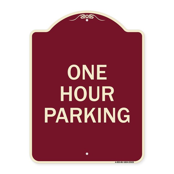 Signmission Designer Series Sign One Hour Parking, Burgundy Heavy-Gauge ...