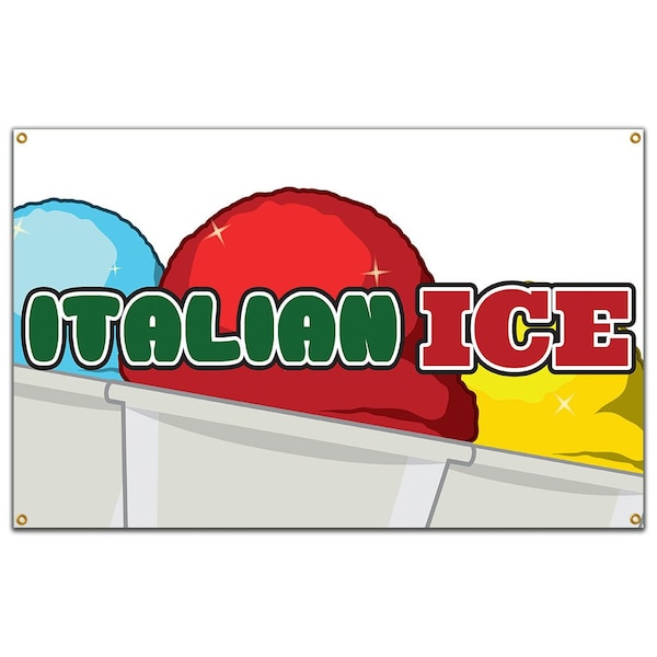 Signmission Italian Ice Banner Concession Stand Food Truck Single Sided ...