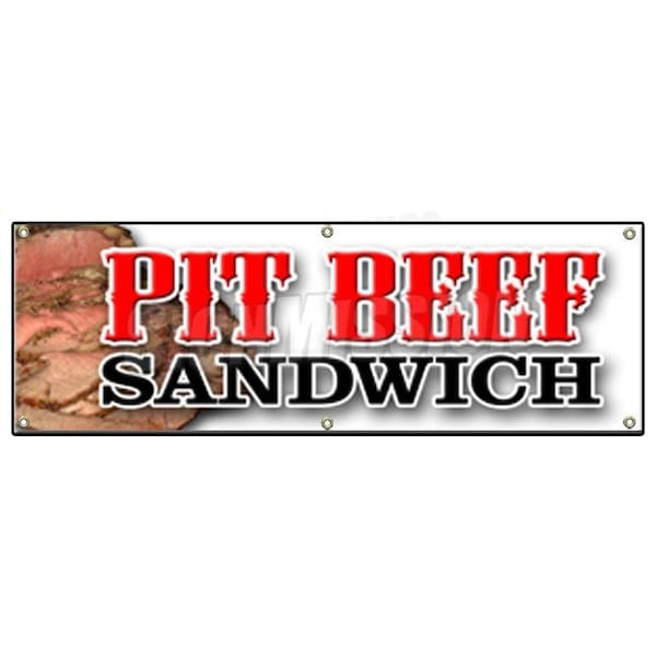 Signmission PIT BEEF SANDWICH BANNER SIGN bbq smoked meat beef grilled ...