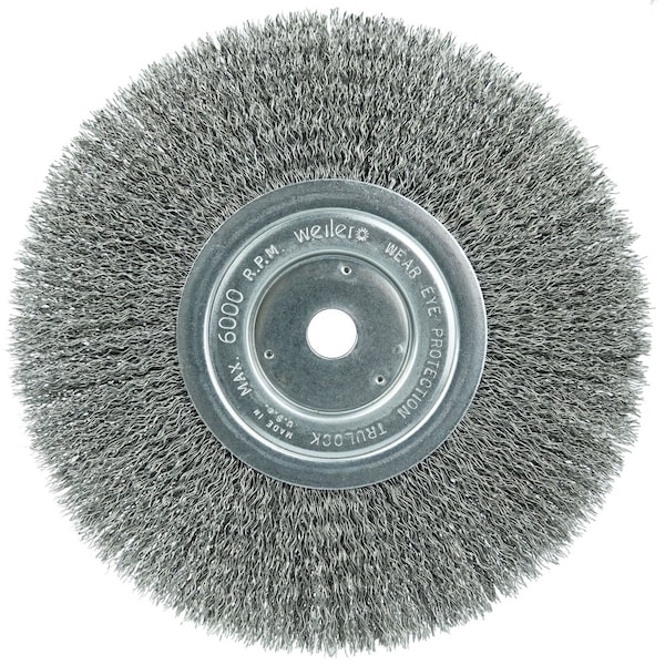 Weiler 8" Narrow Face Crimped Wire Wheel, .014" Steel Fill, 5/8" Arbor ...