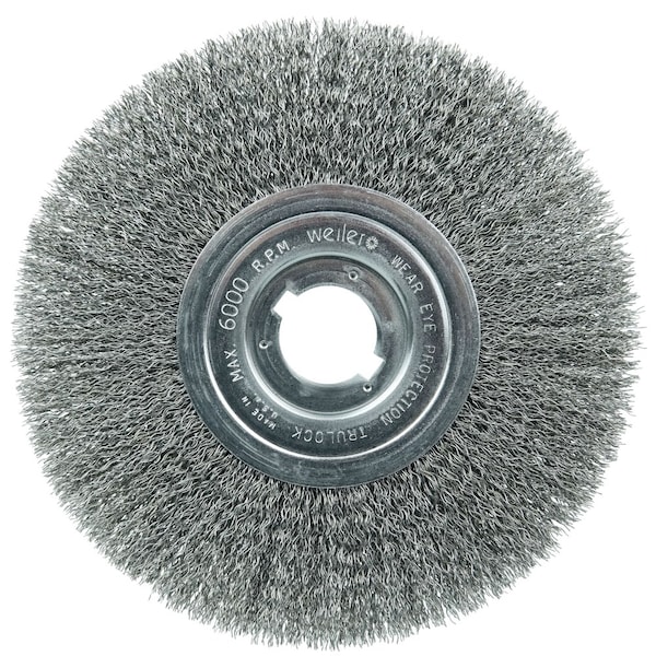 Weiler 8" Narrow Face Crimped Wire Wheel, .014" Steel Fill, 1-1/4 ...