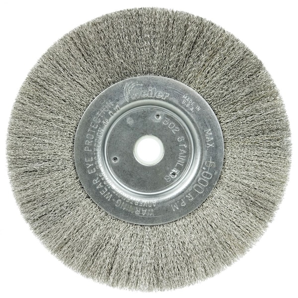 Weiler 6" Narrow Face Crimped Wire Wheel, .006" Fill, 5/8"-1/2" Arbor ...