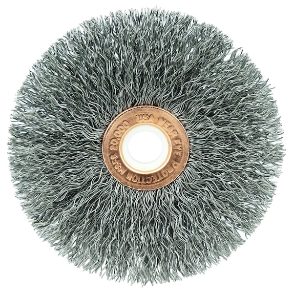 Weiler 3" Dia Crimped Wire Wheel, .0118" Steel Fill, 1/2"-3/8" Arbor ...
