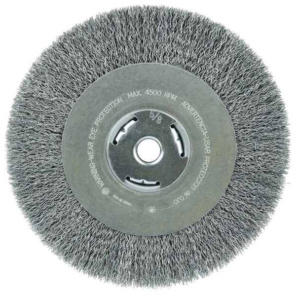 Weiler 8" Crimped Wire Wheel .014" Steel Fill Wide Face 5/8" Arbor Hole ...