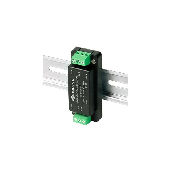Cui Inc DC to DC Converter, 48V DC to 5/ -5V DC, 10VA, 0 Hz, DIN Rail ...