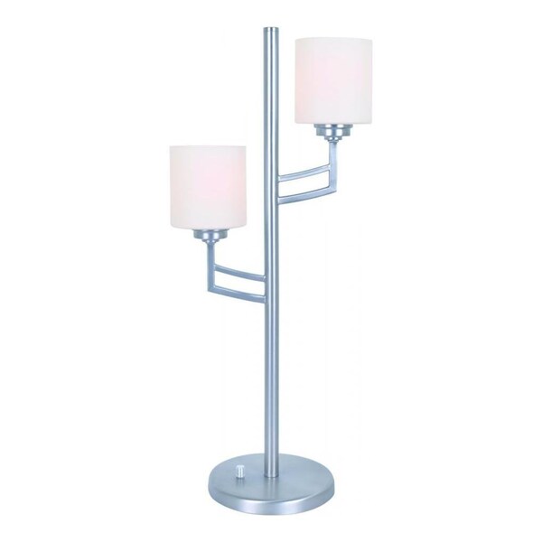 Lite Source 2-Lite Table Lamp Ps/Frost Glass Shade E27 Cfl 13Wx2 LS ...