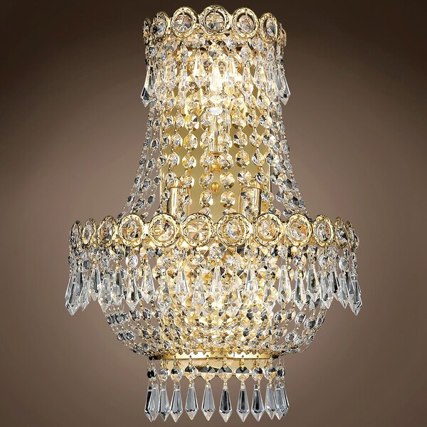 Joshua Marshal Empire Design 3 Light 12 Gold Wall Sconce w/Clear ...