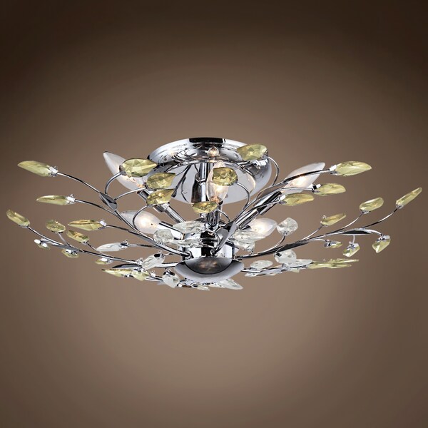Joshua Marshal Branch Of Light 8 Light Led Semi Flush Mount Golden Teak ...