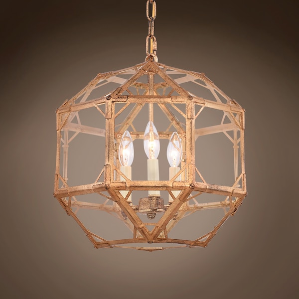 Gatsby Luminaires Parisian Octagonal 3 Lght 14 Antique Gld Clear Glass ...