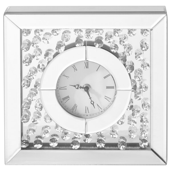 Elegant Decor Sparkle 10 In. Contemporary Crystal Square Table Clock In ...