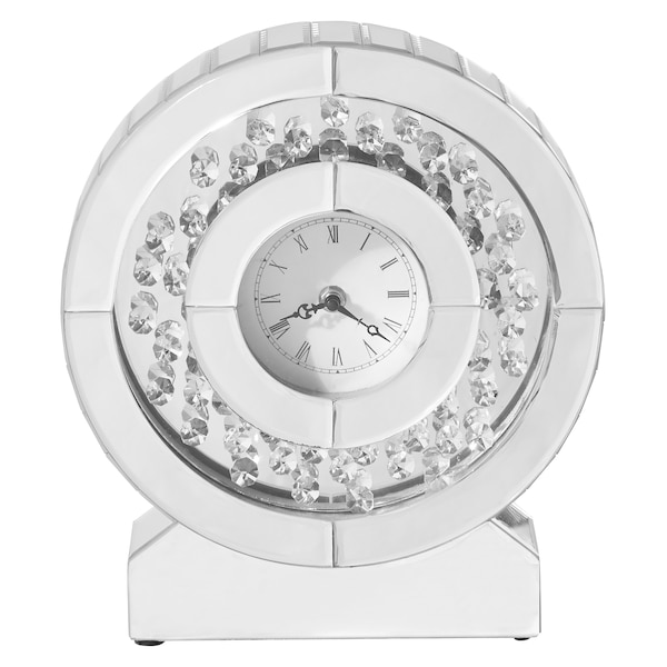 Elegant Decor Sparkle 10.5 In. Contemporary Crystal Round Table Clock ...