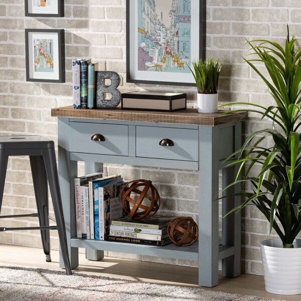 Baxton Studio Hastin Traditional Two-Tone Grey and Antique Brown ...