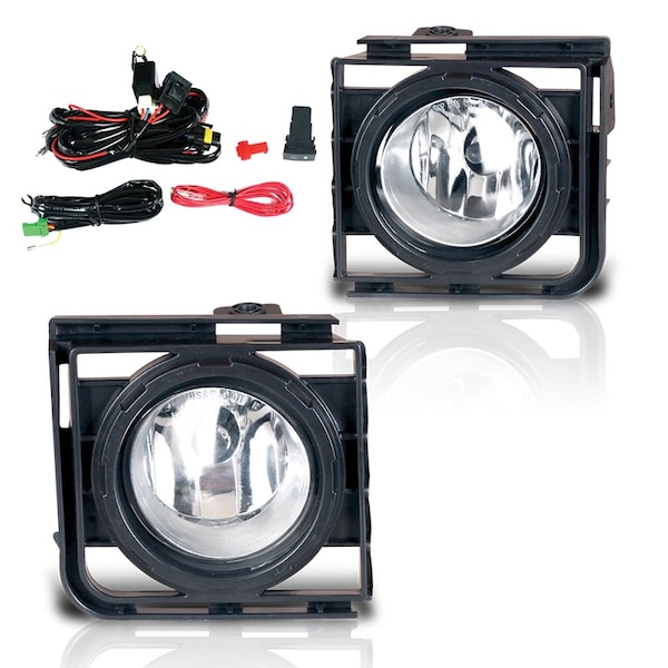 Winjet Fog Light - Clear / Gloss Black Bezel - Wiring Kit Included CFWJ ...
