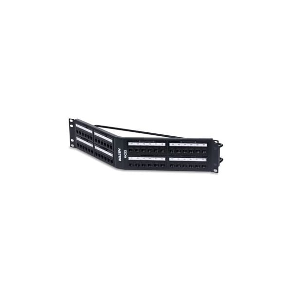 Belden 48-PORT ANGLED PATCH PANEL 2U, 10GX, LOADED, BLACK, REVCONNECT ...