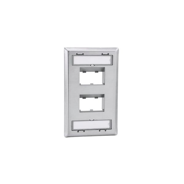 Panduit FACEPLATE, 4 PORT, SINGLE, GANG SLOPED RECESSED, STAINLESS ...