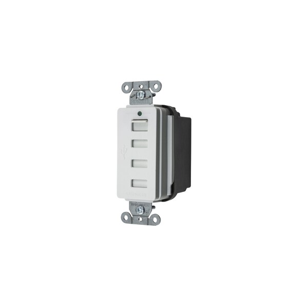 Hubbell Premise Wiring USB CHARGER 4-PORT OUTLET, 5 AMP, 5V DC, WHITE ...