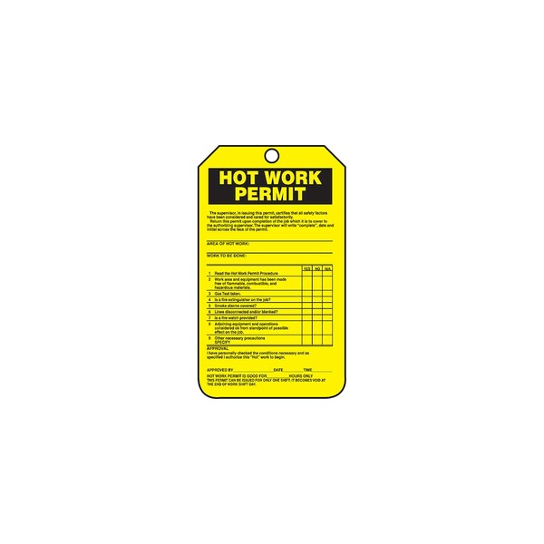 Panduit SAFETY TAGS, 10-MIL TAG, HOTWORK PERMIT - DO NOT REMOVE, PK 25 ...