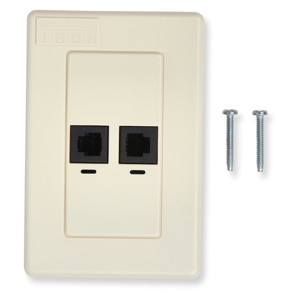Belden 2-PORT FLUSH MT LOADED, 1 GANG CAT5E 8W8P BIX DVO, T568A GREY ...