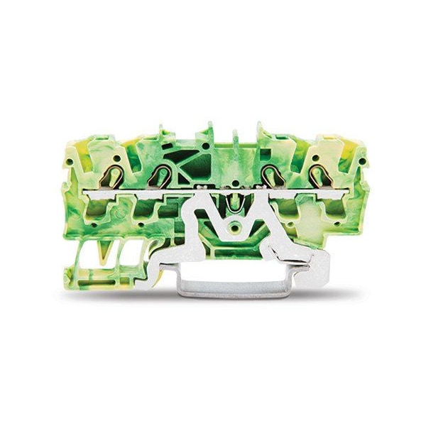 Wago 4-COND GROUND TERMINAL BLOCKS, 22-12 AWG GREEN/YELLOW 2002-1407 | Zoro