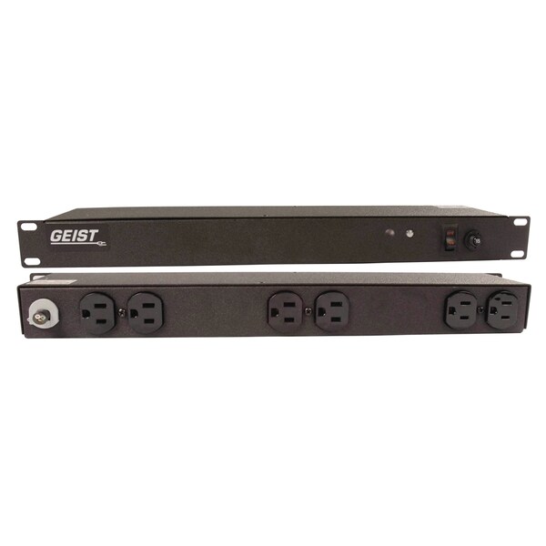 Geist 6-OUTLET POWER STRIP, 19" RACKMOUNT, 1U 15AMP BLACK BR060-10 | Zoro