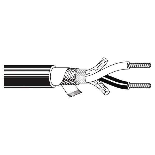 Belden Multi-Conductor Cable, 20 AWG, 2 C, Black, EPDM Rubber, Stranded ...