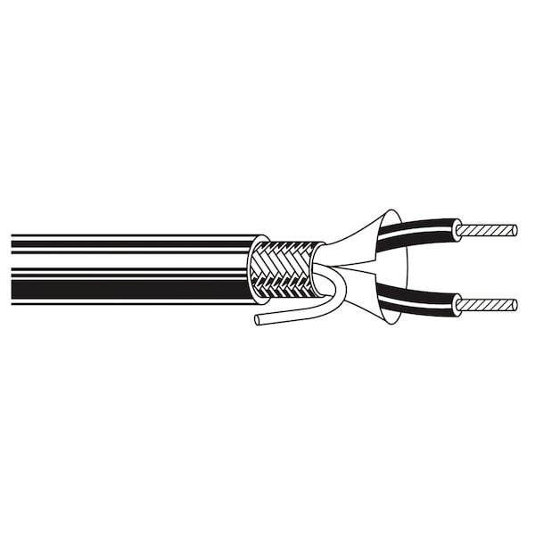 Belden Multi-Conductor Cable, AWM, 22 AWG, 2 C, Black, PVC, Stranded ...