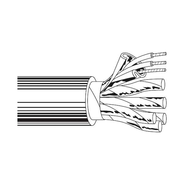 Belden Multi-Conductor Cable, AWM, 24 AWG, 6 C, Chrome, PVC, Stranded ...