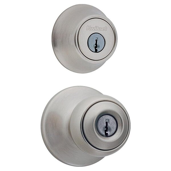 Kwikset Knob Lockset, 3 Grade, Keyed Key, Satin Nickel, 238 x 234 in ...