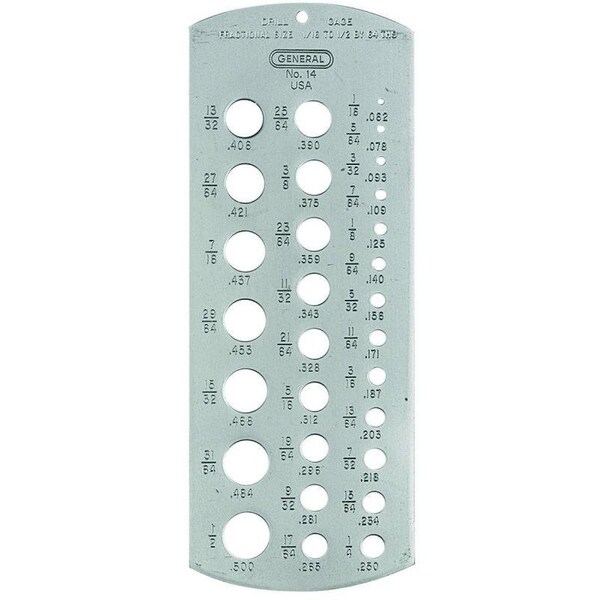 General Tools Drill Gauge, Stainless Steel 14 | Zoro