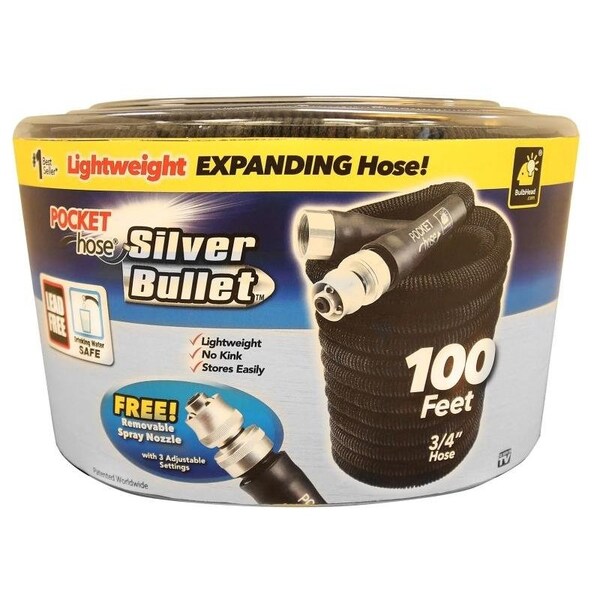 Telebrands Expandable Water Hose, 100 ft L, Plastic, Black 13490-6 | Zoro