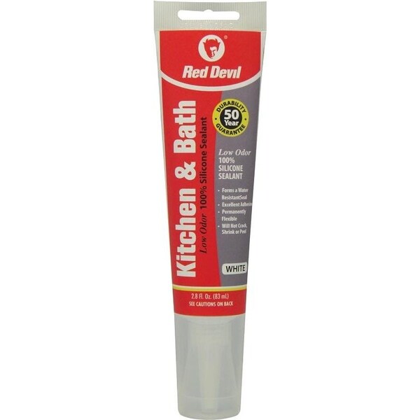 Red Devil 0 Silicone Sealant, White, 24 hr Curing, 60 to 400 deg F, 28 ...