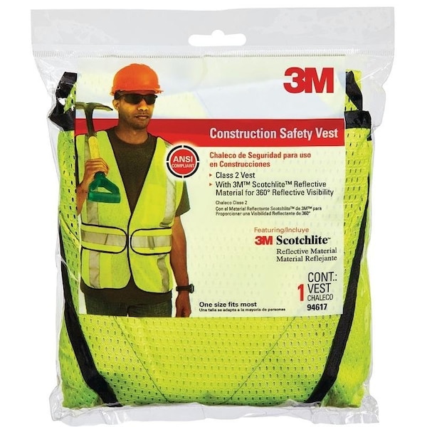 3M TEKK Protection Reflective Safety Vest, OneSize, Fabric, Fluorescent ...