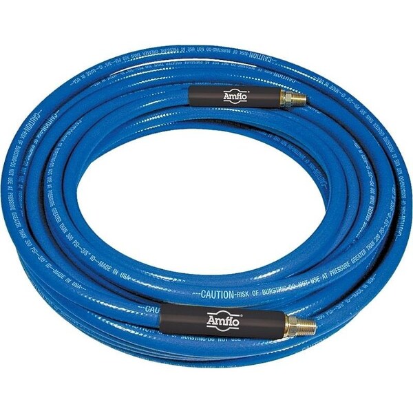 Amflo Air Hose, 38 in OD, 50 ft L, MNPT, 300 psi Pressure, PVC, Blue ...