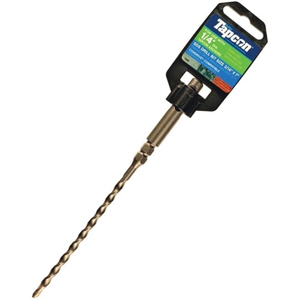 Tapcon Hammer Drill Bit, 316 in Dia, 7 in OAL, Percussion, SDS Shank ...