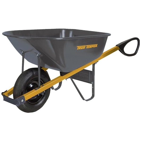 True Temper Wheelbarrow, 6 cuft Volume, Steel, 1Wheel, Tube Wheel ...