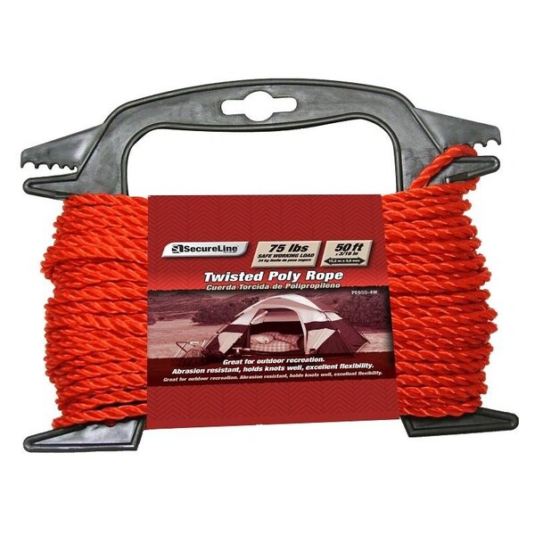 Secure Line Rope, 316 in Dia, 50 ft L, Polyester PE650-4W | Zoro