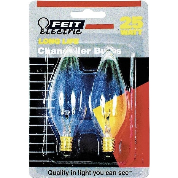 Feit Electric Incandescent Lamp, 25 W, Torpedo Tip Lamp, Candelabra E12 ...