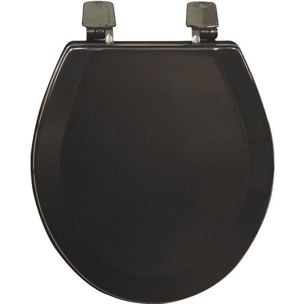 Bemis Toilet Seat, Round, Wood, Black, Adjustable Hinge H500AR047 | Zoro
