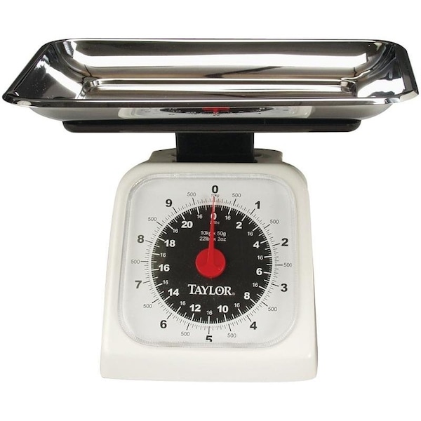 Taylor Kitchen Scale, 22 lb Capacity, Analog Display, Stainless Steel ...